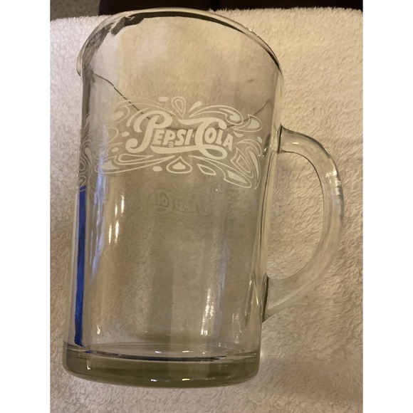 Pepsi | Dining | Vintage Pepsi Cola White Logo Glass Pitcher Clear ...